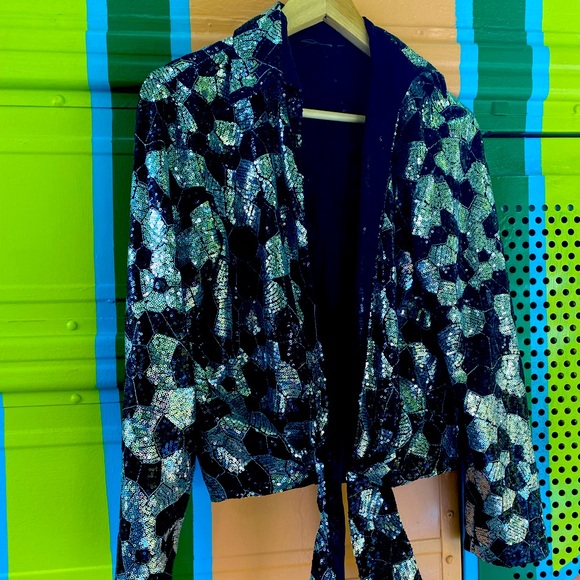 Jackets & Coats | Beautiful Silver Black Sequin Party Jacket | Poshmark
